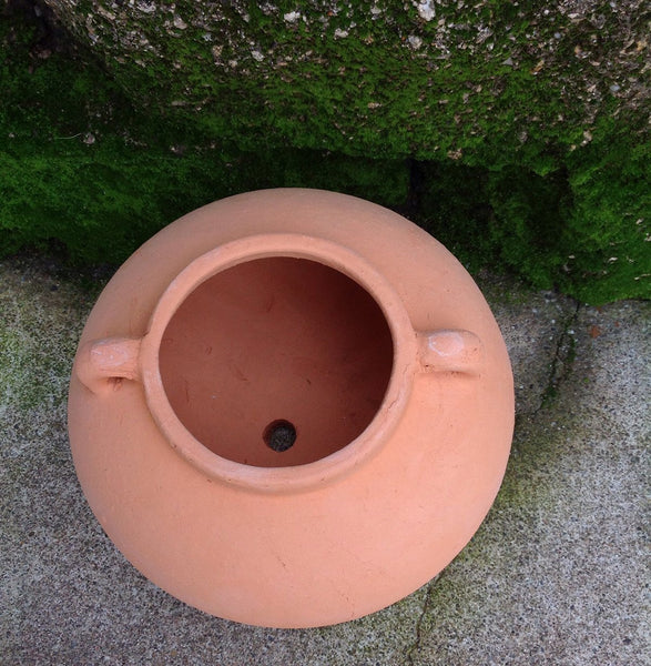 Heavy Hand Pressed Ancient Terracotta Round Flower Pot 2 colors availa ...